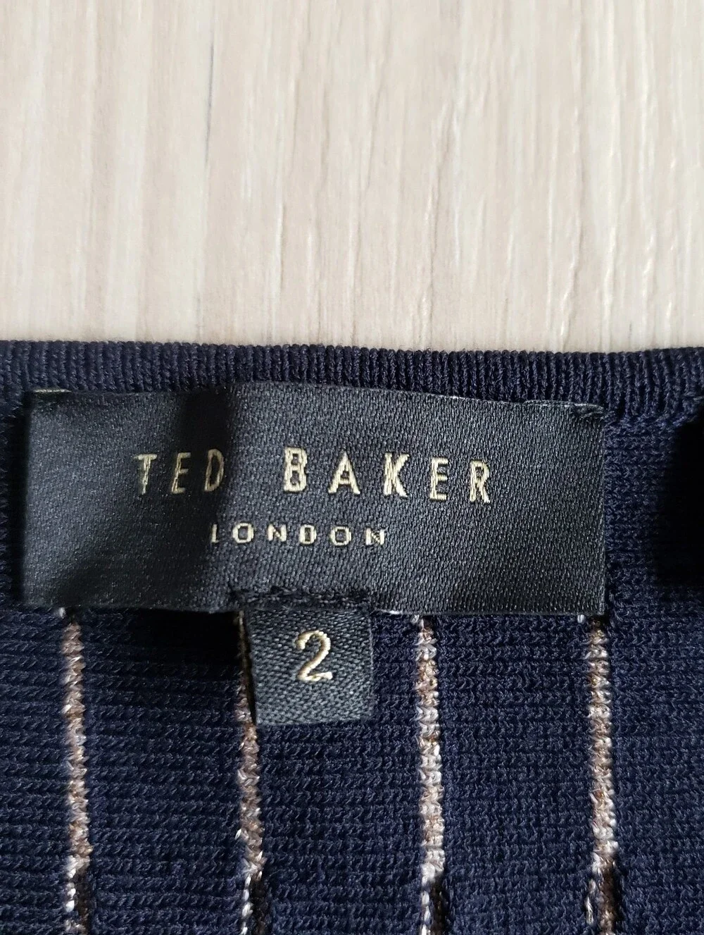 Ted Baker | Dresses | Ted Baker Navy Knit Sleeveless Dress With Cream ...